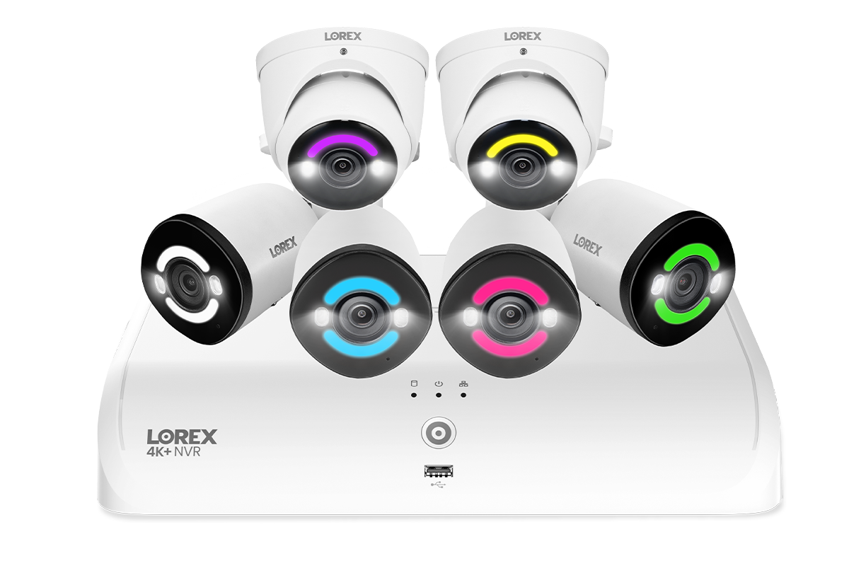 Lorex 4K+ Fusion Wired NVR System with 6 IP Cameras Featuring 12MP and Smart Security Lighting ...
