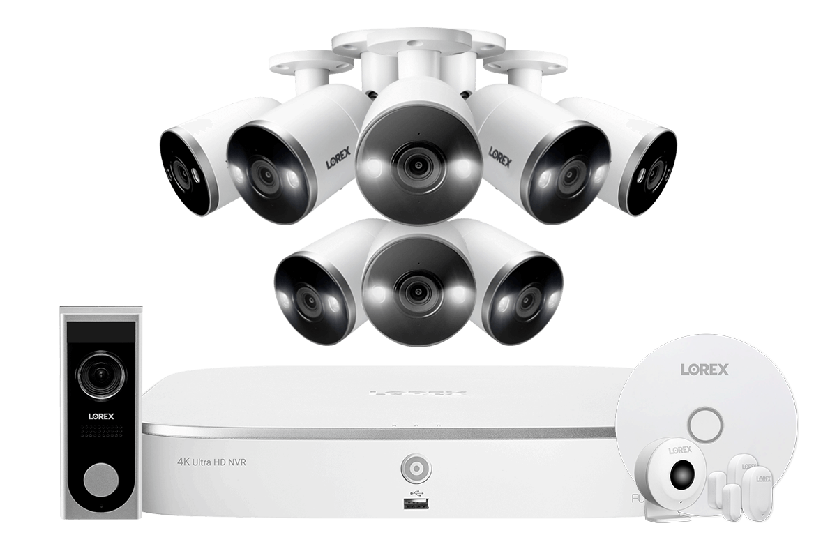 4K 8-channel 2TB Wired NVR System with 8 Smart Deterrence Cameras ...