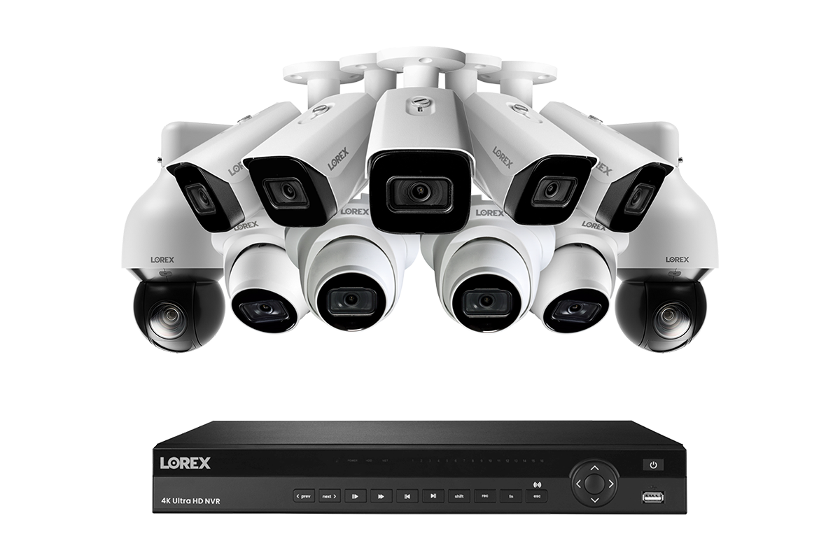 Lorex 4K 4TB Wired NVR System with Five Nocturnal 3 Bullet Cameras, Fo