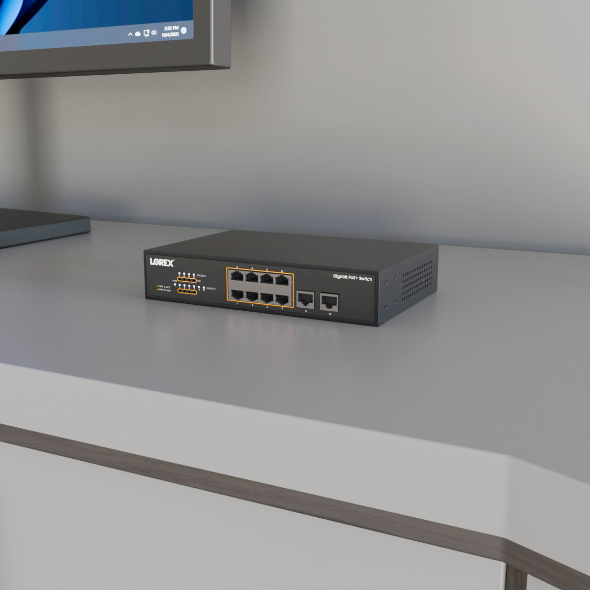 Lorex 8-Port Ethernet Gigabit Ethernet PoE+ Unmanaged Switch with 120W