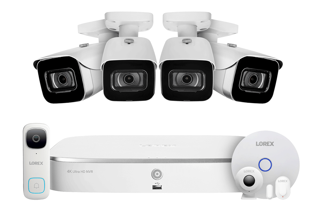 8-Channel NVR Fusion System with Four 4K (8MP) IP Cameras, 2K Wi-Fi Vi