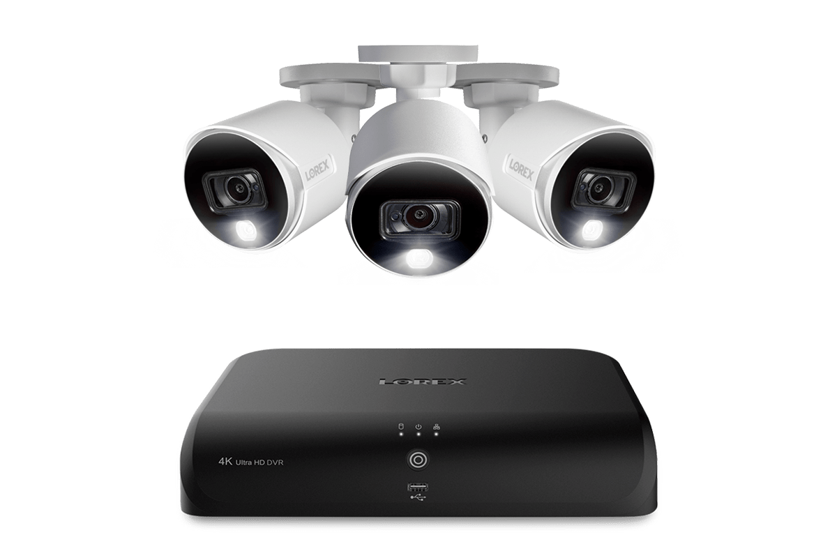 Lorex 4K 8-Channel 2TB DVR System with 3 Analog Active Deterrence Came